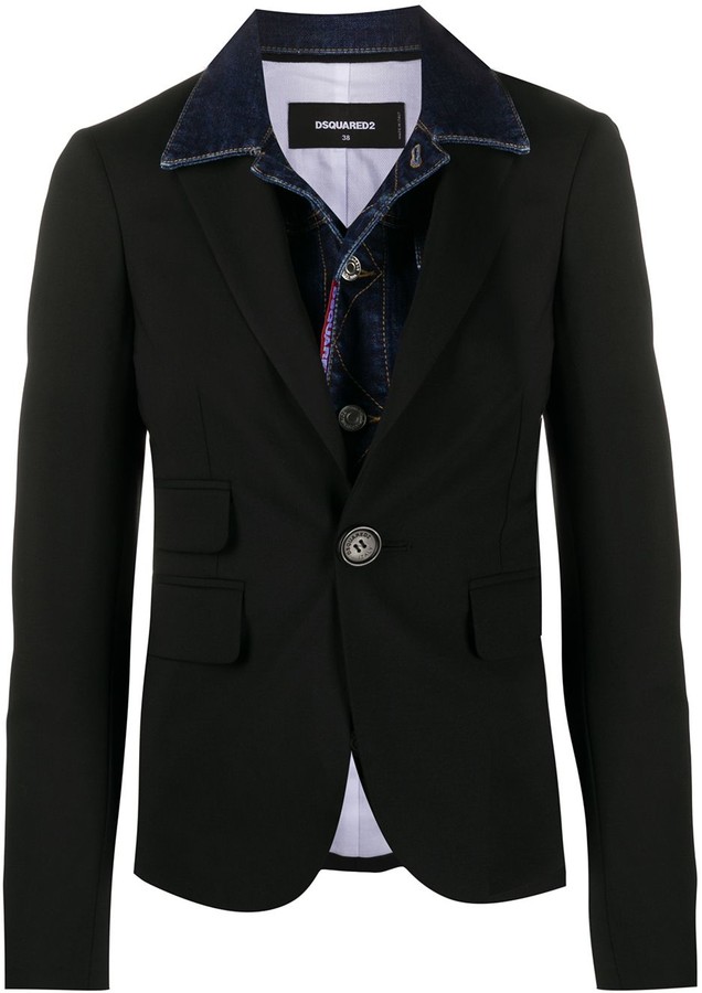 DSQUARED2 Double-Layered Denim Jacket Blazer - ShopStyle