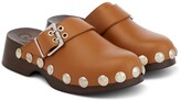 Ganni Embellished leather clogs - ShopStyle