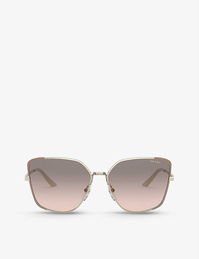 Prada PR 60XS metal and mirror-coated square sunglasses - ShopStyle