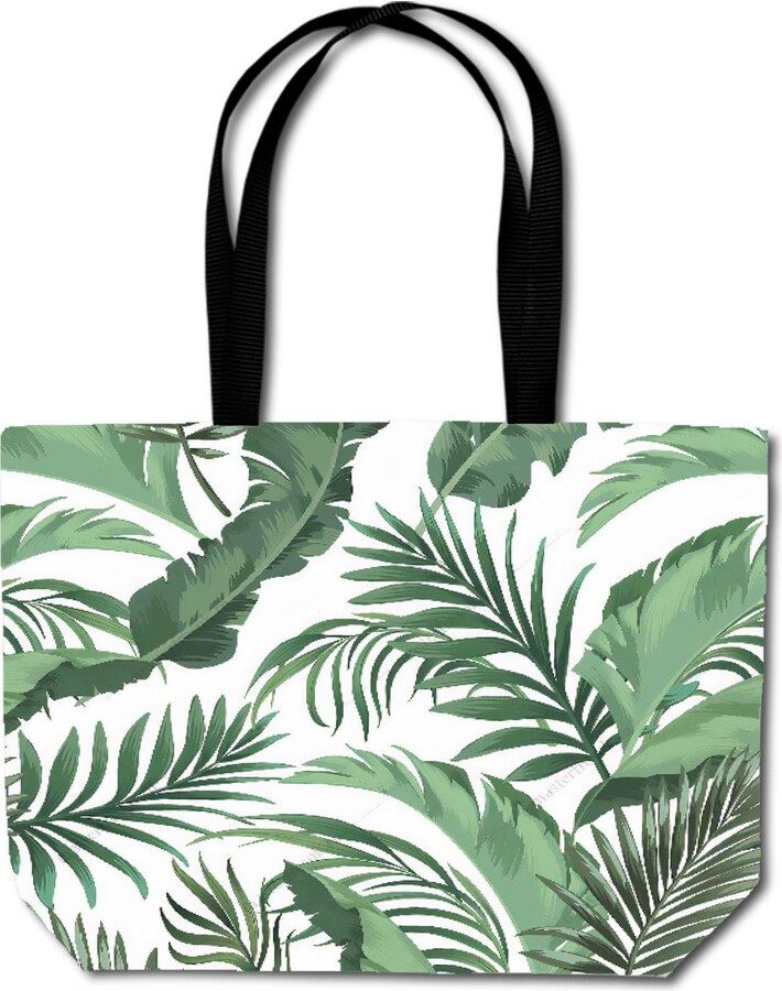 Warren Reed - Designer Trendy Tropical Leaves Beach Shopper Tote Bag ...