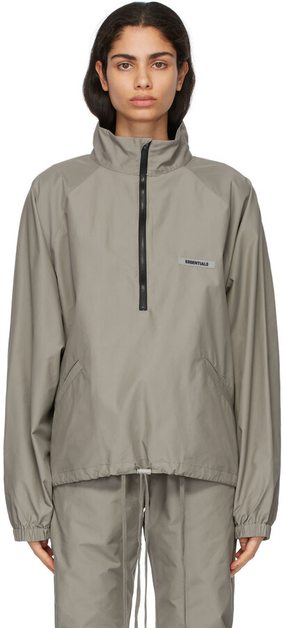 Essentials Taupe Half-Zip Track Jacket - ShopStyle