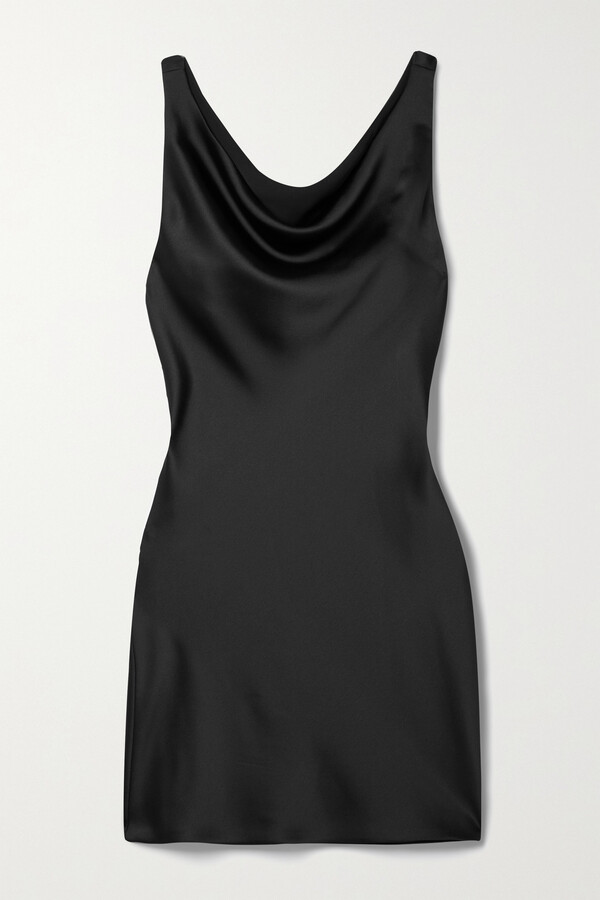 Norma Kamali Maria Draped Satin Mini Dress - Black - ShopStyle