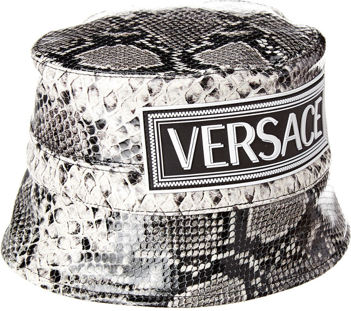 Versace Snake-Embossed Leather Bucket Hat - ShopStyle