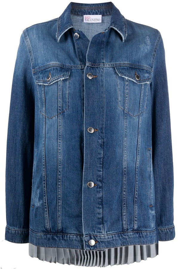 RED Valentino Pleated Back Denim Jacket - ShopStyle