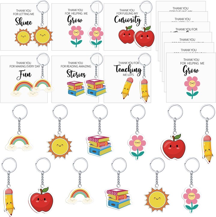 Sureio 48 Sets Teacher Appreciation Keychain with Cards Gifts in Bulk ...