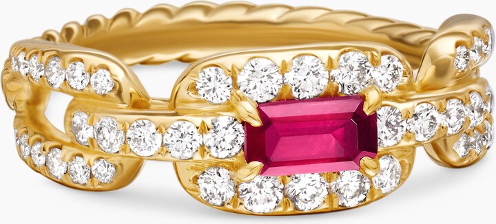 David Yurman Stax Chain Link Stone Ring in 18K Yellow Gold with ...
