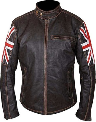 GAVA Mens Cafe Racer British UK Flag Union Jack Distressed Motorcycle ...