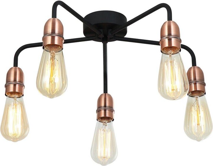 Harper Living 5 Light Semi Flush Ceiling Light, E27/ES Bulb Cap ...