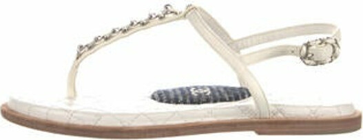 Chanel Interlocking CC Logo Leather T-Strap Sandals - ShopStyle