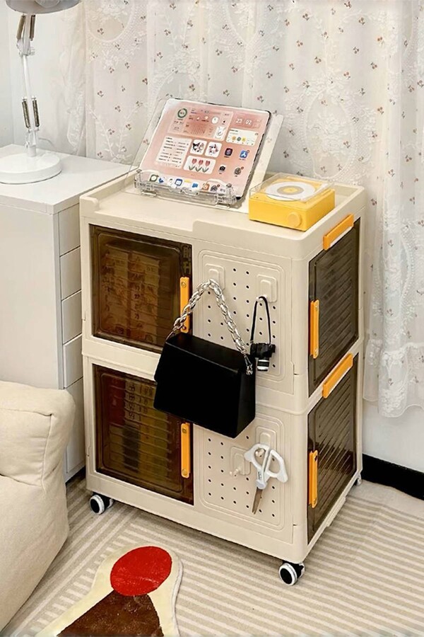 Living and Home Large Storage Boxes with Lid 2 Tier Plastic Foldable ...