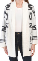 Tahari Long Sleeve Soft Cozy Aztec Shawl Collar Cardigan - ShopStyle