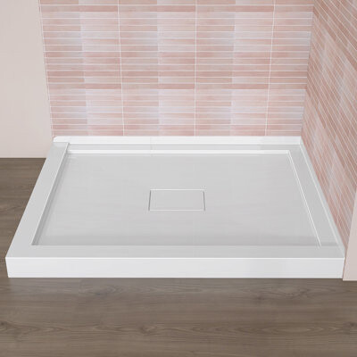 GETPRO 42'' W X 34'' D Acrylic Corner Shower Base Rectangular Double ...