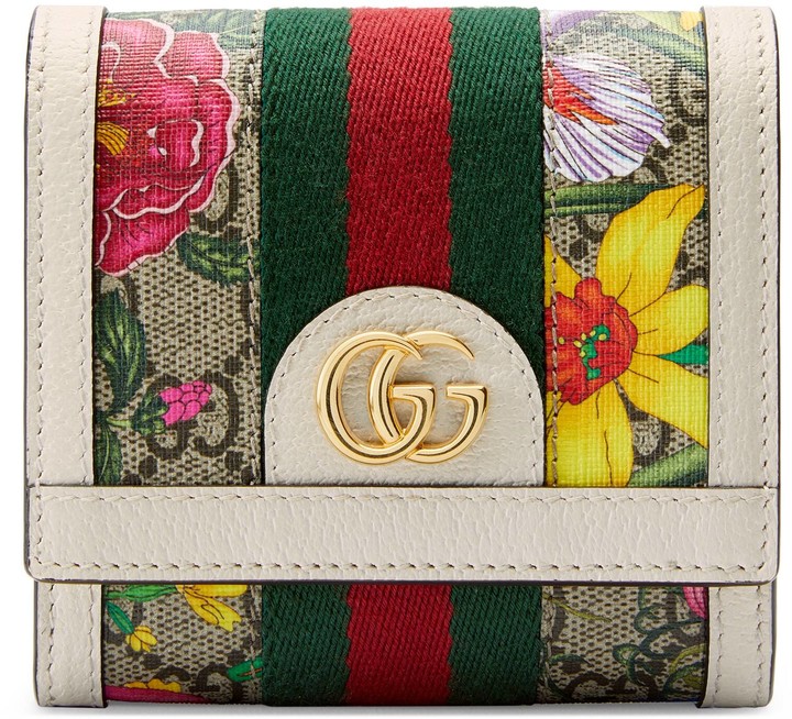 Gucci Ophidia GG Flora card case wallet - ShopStyle