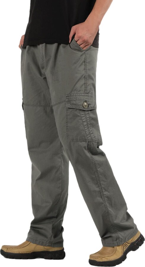 Fossean Mens Cargo Work Trousers Combat Trousers Chinos Relaxed Fit ...