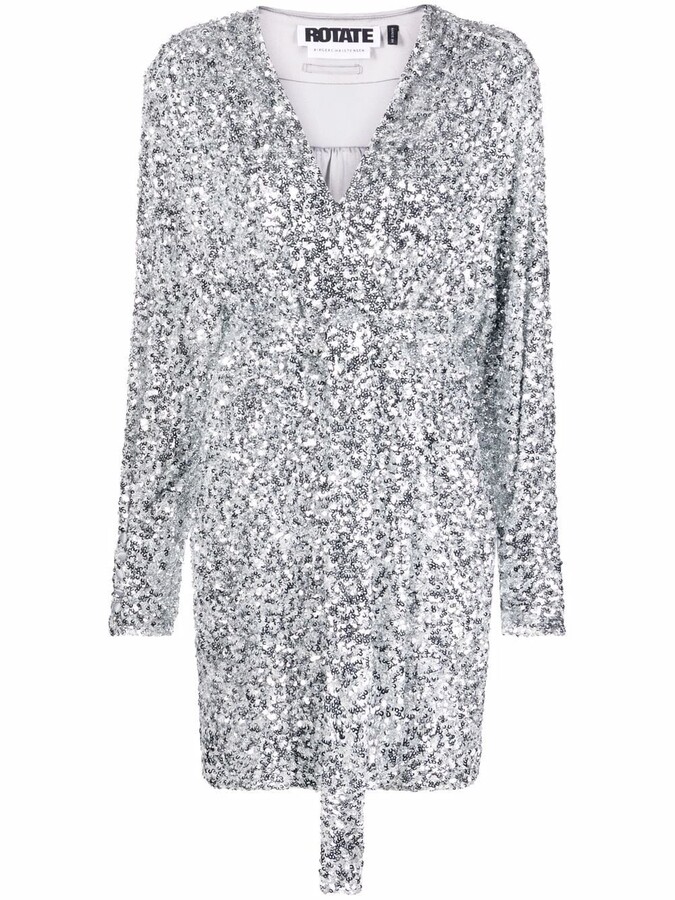 Rotate by Birger Christensen Samantha sequin-embellished wrap dress ...