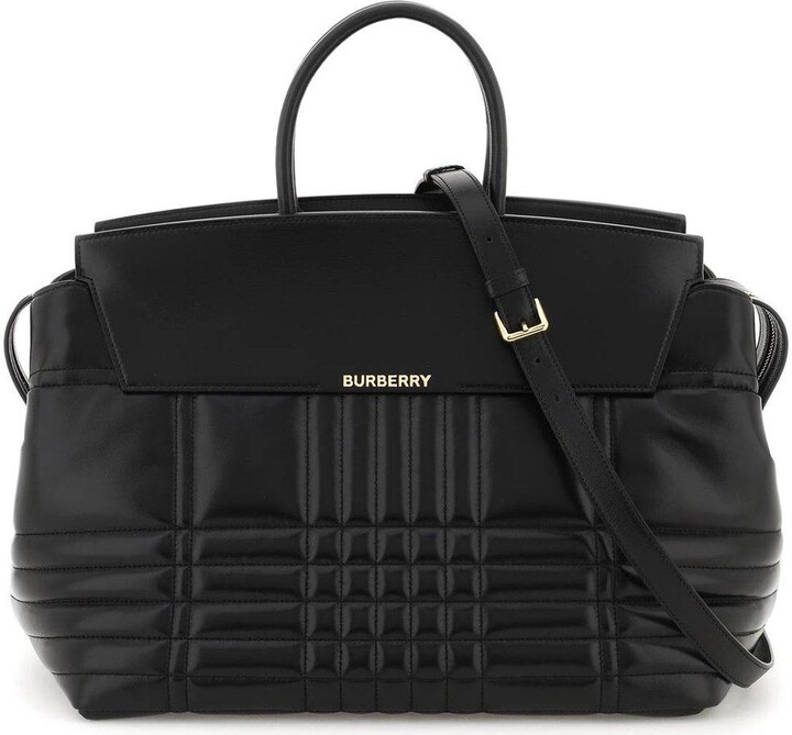 Burberry Catherine Logo Lettering Quilted Tote Bag - ShopStyle