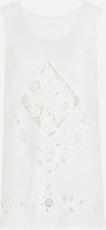 Dolce & Gabbana Linen tunic with openwork embroidery - ShopStyle Tops