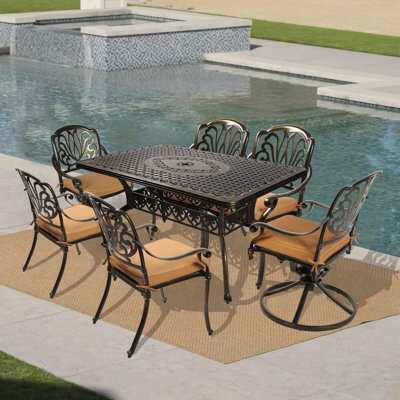 Vivijason 7-Piece Outdoor Furniture Dining Set, All-Weather Cast ...