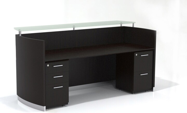 Mayline Medina Freestanding Reception Station with Glass Transaction ...