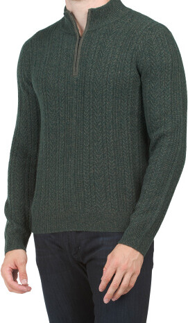 TJMAXX Wool Blend Cable Quarter Zip Sweater For Men - ShopStyle