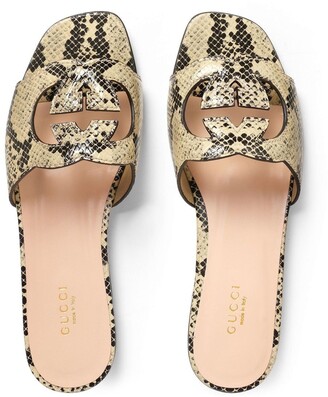Gucci Logo-Cut Out Leather Sandals - ShopStyle
