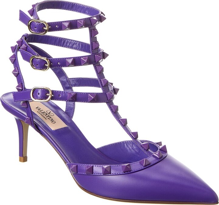Valentino Rockstud Caged 65 Leather Ankle Strap Pump - ShopStyle