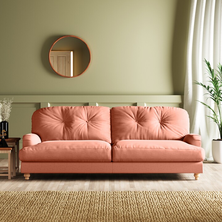Dunelm Martha Vintage Velvet 4 Seater Sofa Vintage Velvet Soft Coral ...