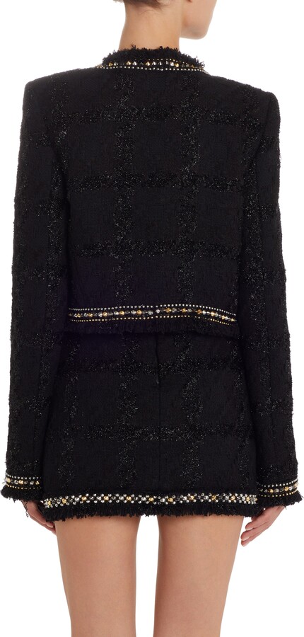 Versace Spiked Metallic Tweed Crop Jacket - ShopStyle