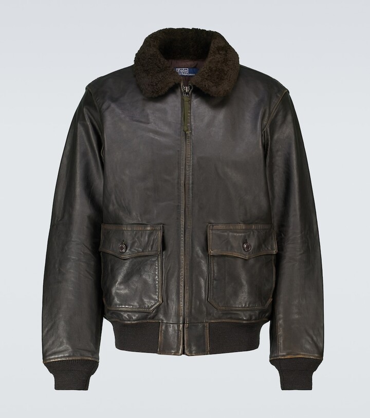 Polo Ralph Lauren Leather bomber jacket - ShopStyle