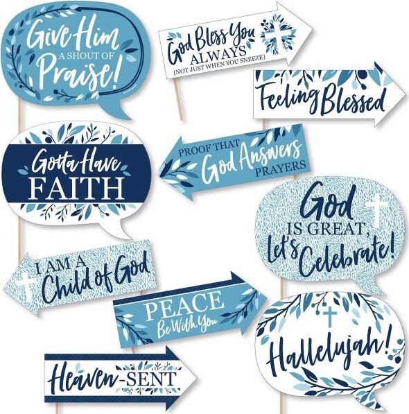 Big Dot of Happiness Funny Blue Elegant Cross - Boy Religious Party ...