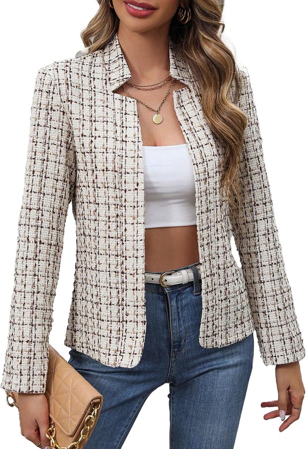 Mina self 2024 Womens Cardigan Blazer Notched Casual Work Office ...