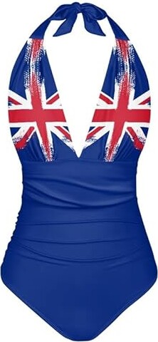 Kuiaobaty Union Jack Flag One Piece Swimsuit for Women Sexy V Neck ...