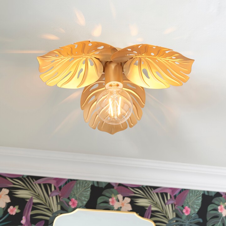 Dunelm Indi Leaf Bathroom Flush Ceiling Light Gold - ShopStyle
