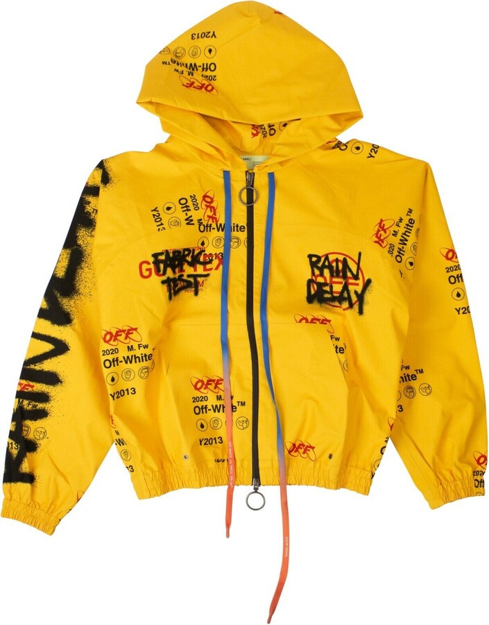 Off-White Yellow Graffiti Hooded Jacket - ShopStyle