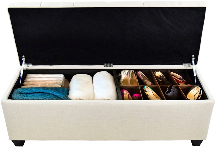 SOLE SECRET DUO Diamond Tufted Linen & Shoe Storage Bench - HTM100 ...