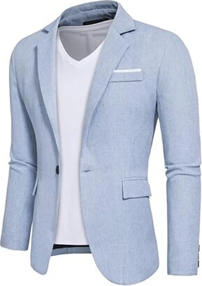 WAIDFU Men's Casual Blazers One Button Slim Fit Smart Blazer Coat ...