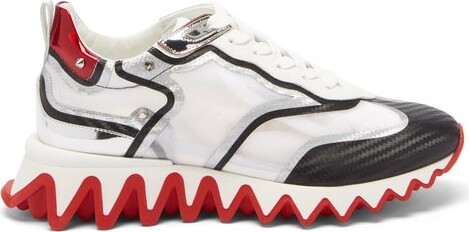 Christian Louboutin Sharkina Patent-leather And Mesh Trainers ...