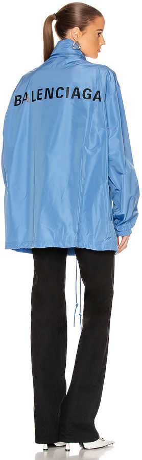Balenciaga Logo Windbreaker Jacket in Sky Blue | FWRD - ShopStyle