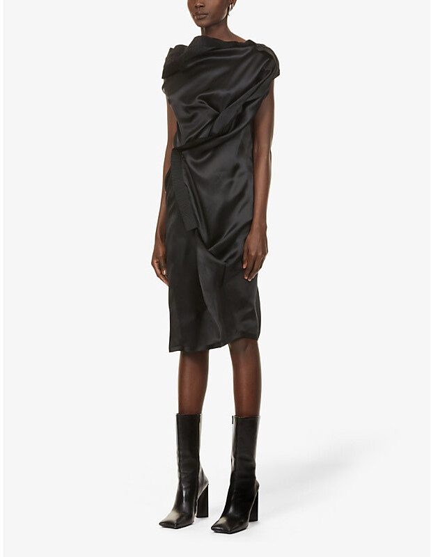 Omer Asim Dishevelled silk-satin midi dress - ShopStyle