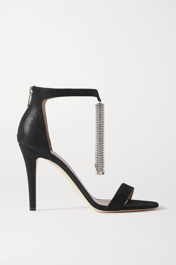 Jimmy Choo Viola 100 Crystal-embellished Suede Sandals - Black ...