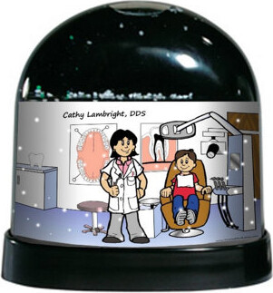 The Holiday Aisle Ntt Cartoon Caricature Female Dentist Snow Globe ...