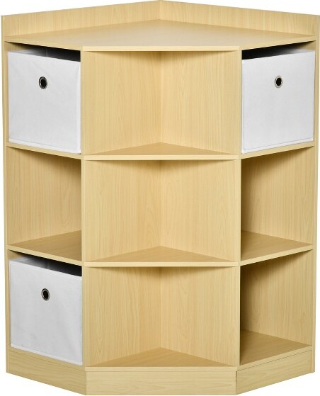 HOMCOM Kids Corner Cabinet, Cubby Toy Storage Organizer, Bookshelf Unit ...