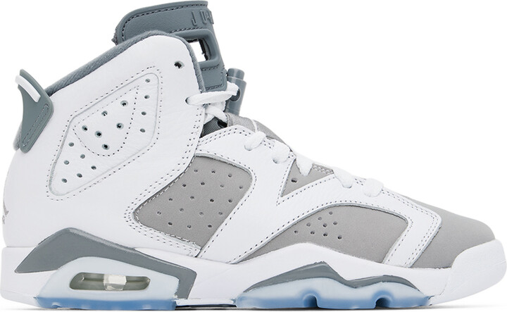 Nike Jordan Kids White & Gray Air Jordan 6 Retro Big Kids Sneakers ...