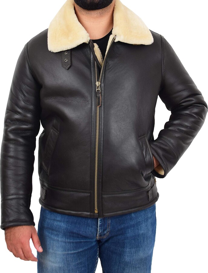 A1 FASHION GOODS Original Sheepskin Flying Jacket For Men B3 Bomber ...