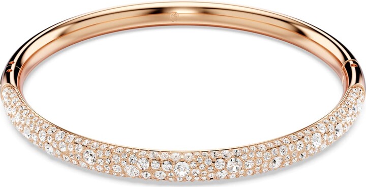 Swarovski Sublima bangle, Snow pavé, White, Rose gold-tone plated ...