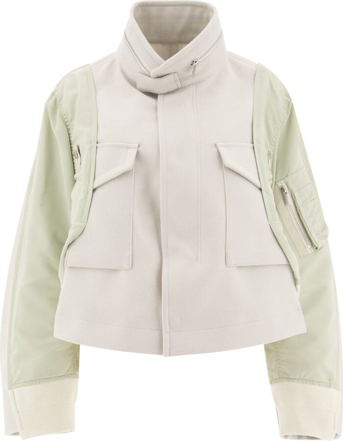 Sacai Wool Melton X Nylon Twill" Bomber Jacket - ShopStyle