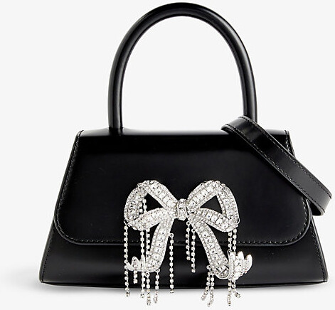 Self-Portrait Black Bow Mini Leather Top-handle bag - ShopStyle