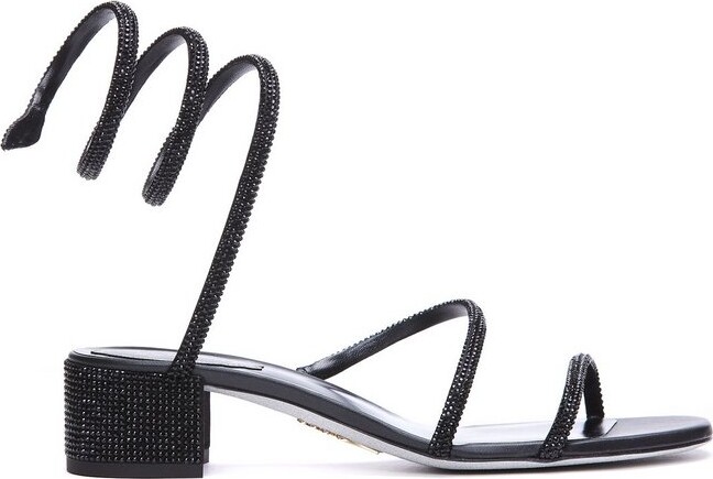Rene Caovilla Cleo Embellished Block-Heeled Sandals - ShopStyle
