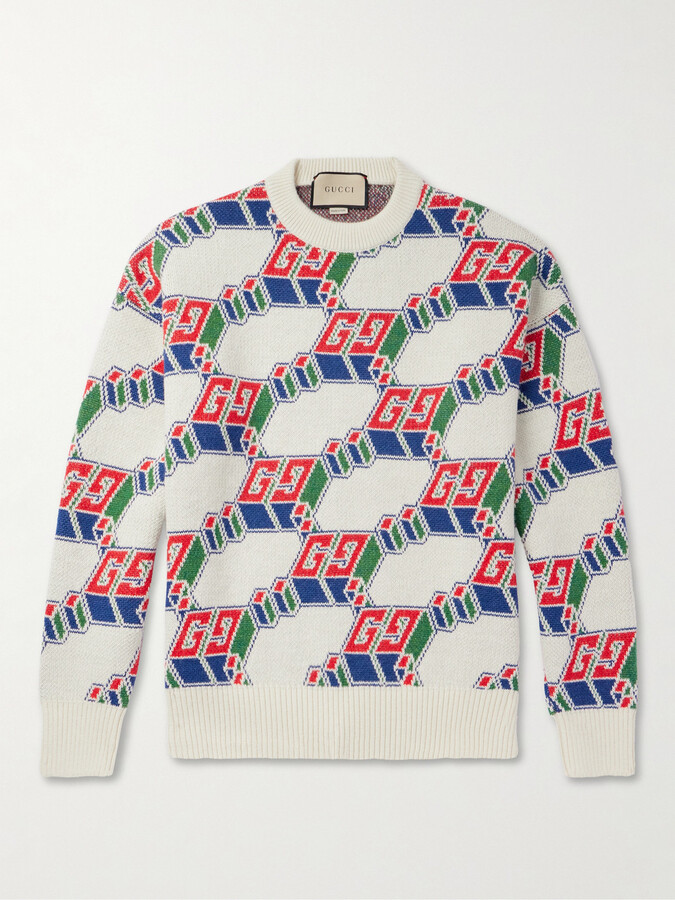 Gucci Logo-Jacquard Wool Sweater - ShopStyle