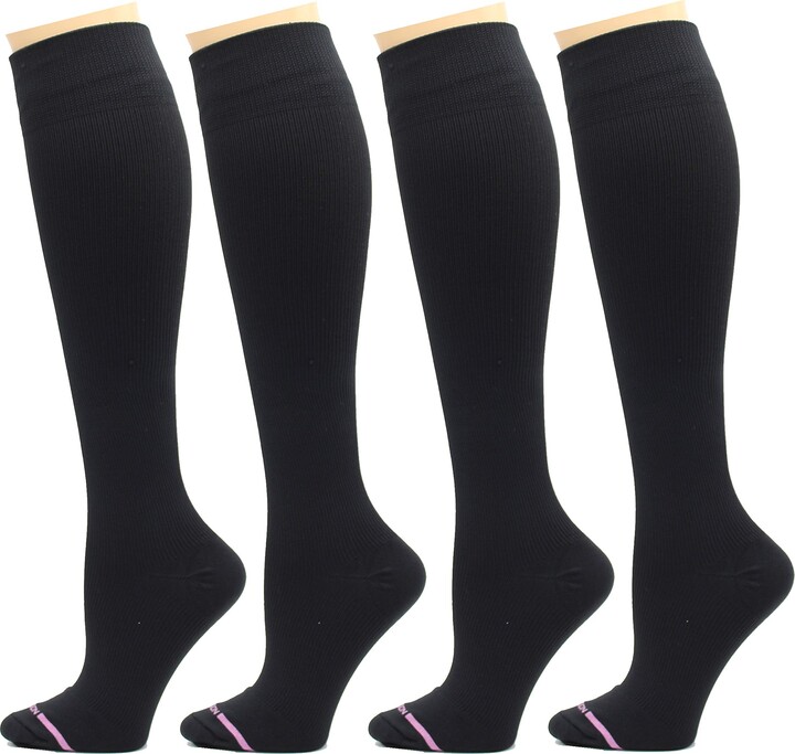 Dr. Motion 4 Pairs Pack Women's Graduated Compression Knee High Socks ...
